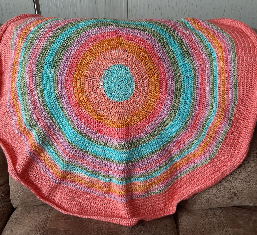 Hand-Crocheted Circular Lap Blanket | Colorful Rainbow Throw | Angela ...
