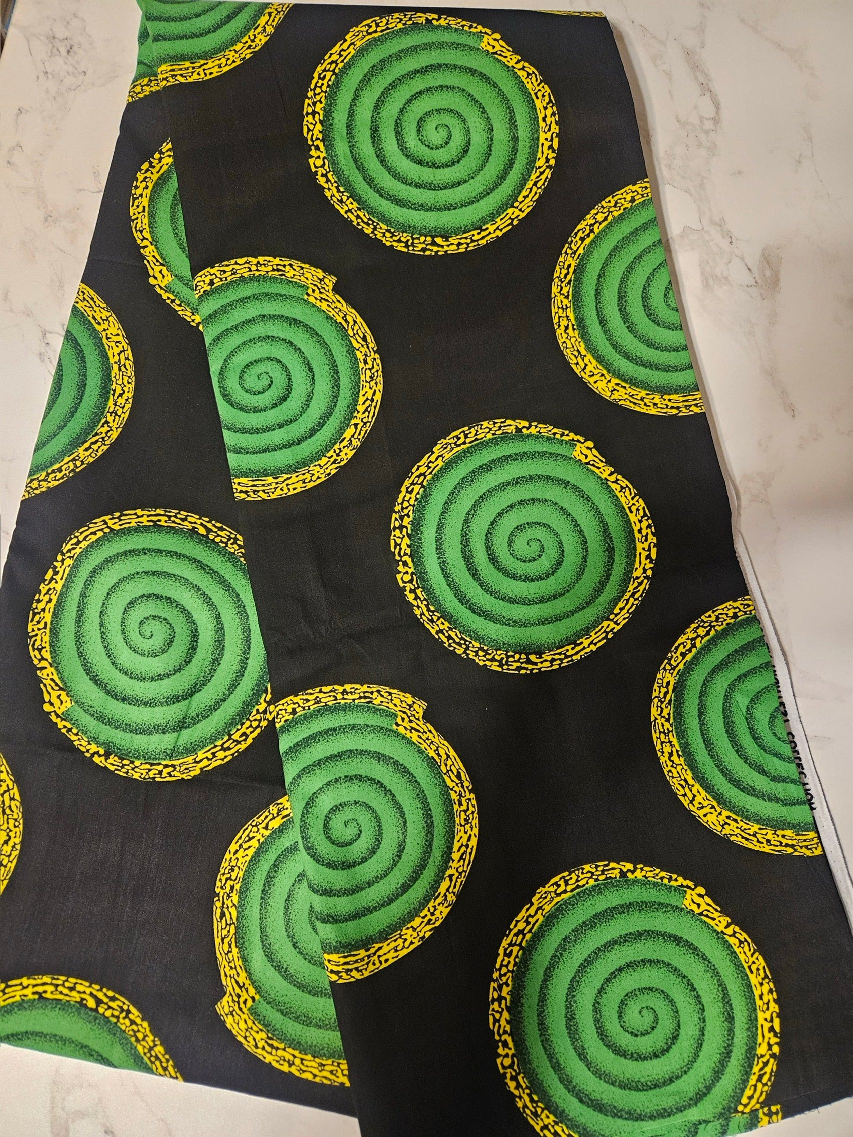 Black with Green Circles Ankara Fabric – Angela Fabrics Designer