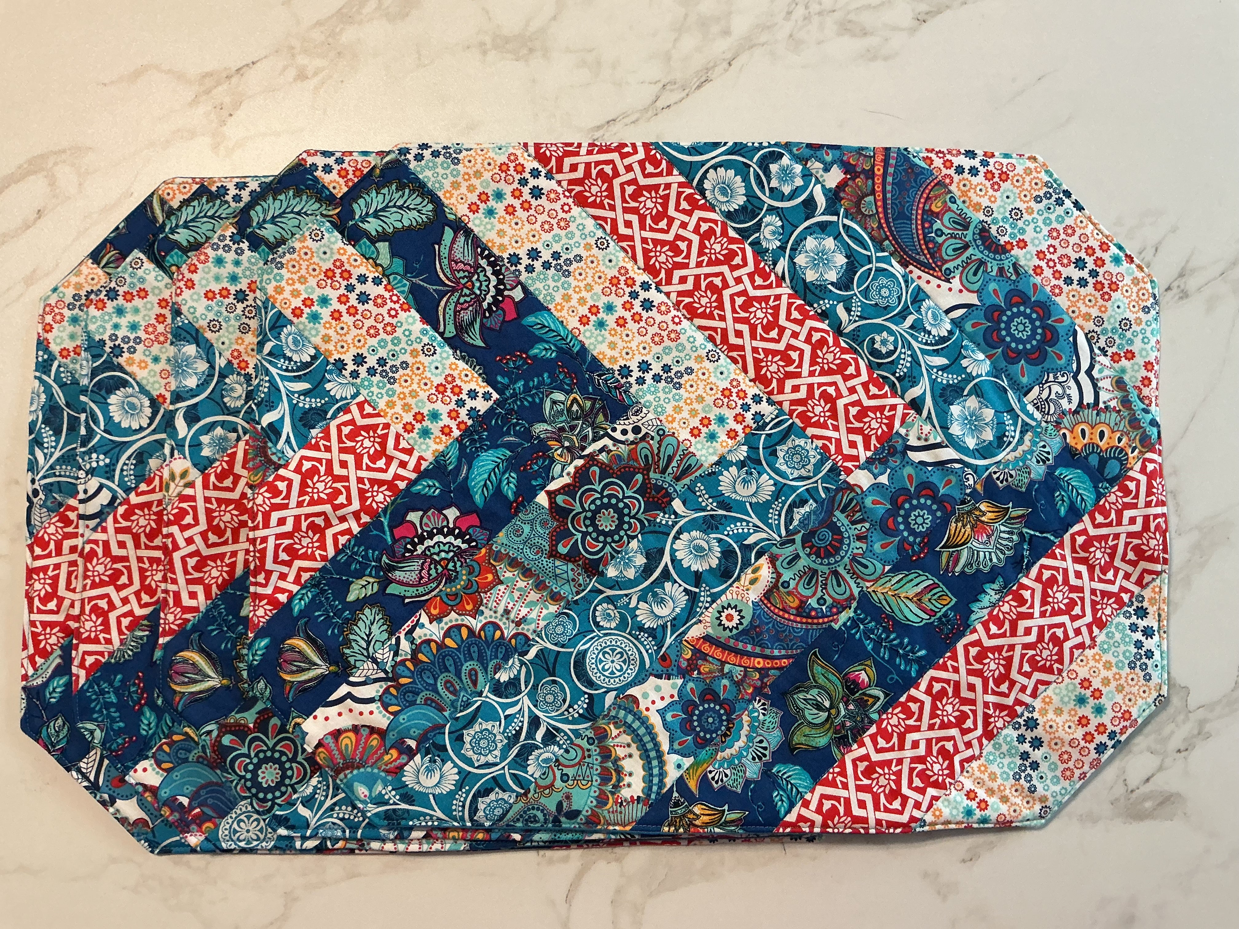 Octagon Table Placemats Set of 4 | Handmade Patchwork 18.5x13.5 ...
